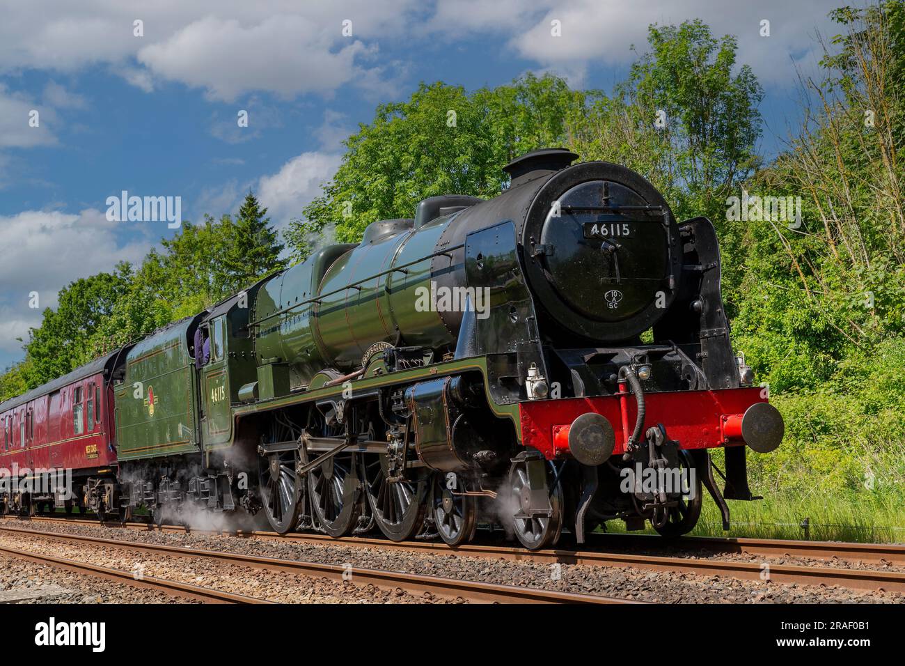 Heritage steam train LMS Royal Scot Class 6115 Scots Guardsman seen ...