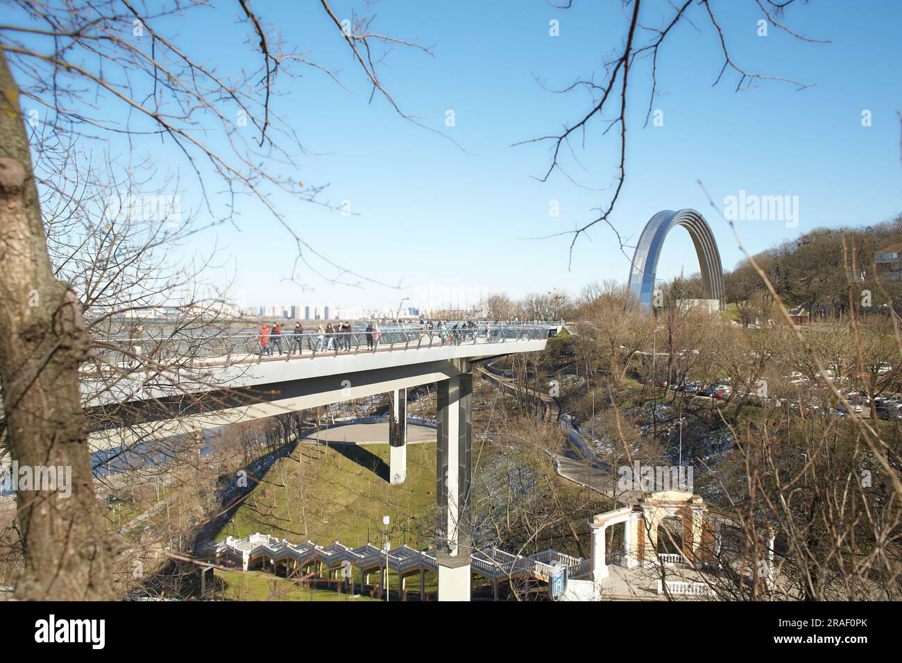 Kyiv, Ucraine-03.30.2023: Pedestrian and bicycle bridge across Saint ...