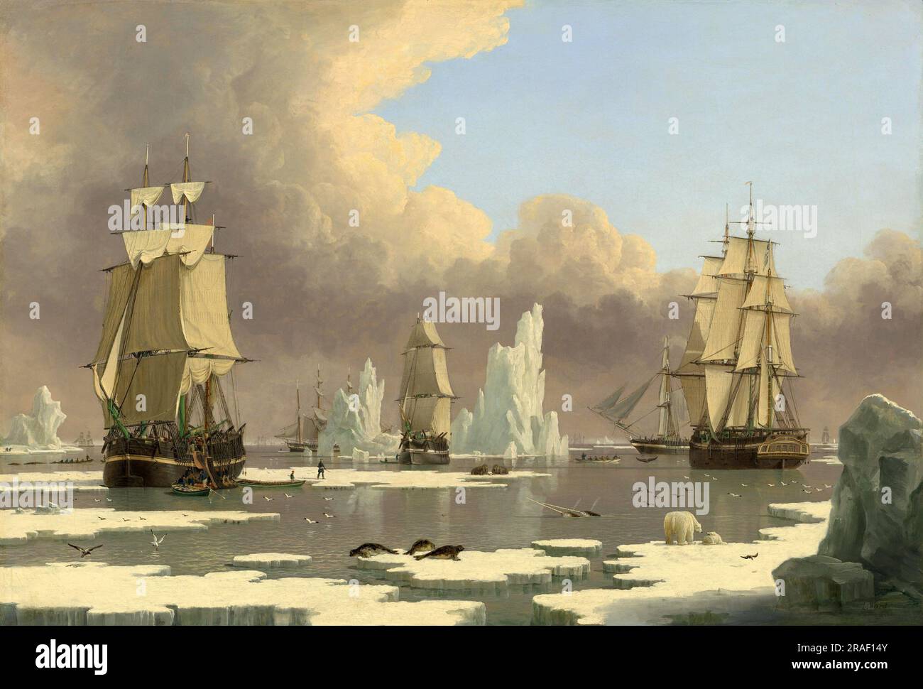 Whaling in the North, the whaling ships Swan and Isabella, ca 1840 ...