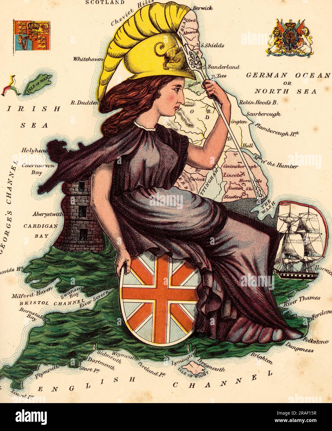 Personified map, around 1880, England, depicted with a noble woman ...