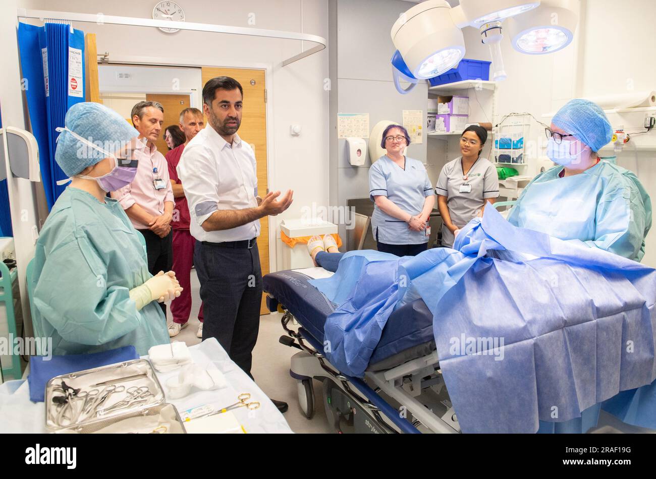 First Minister Humza Yousaf meets patient Catherine Esplin during a ...