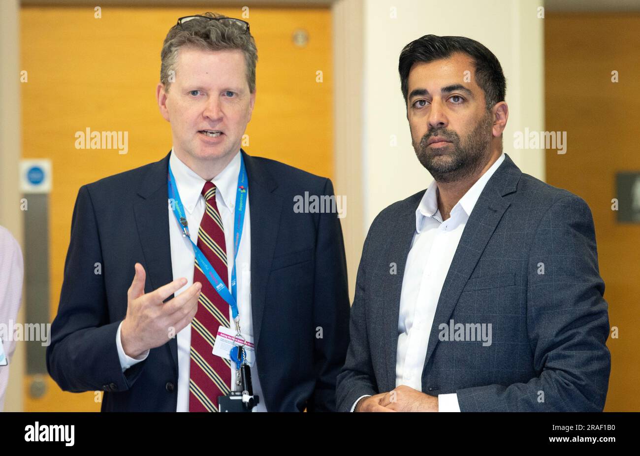 First Minister Humza Yousaf (right) meets Medical Director Andrew ...