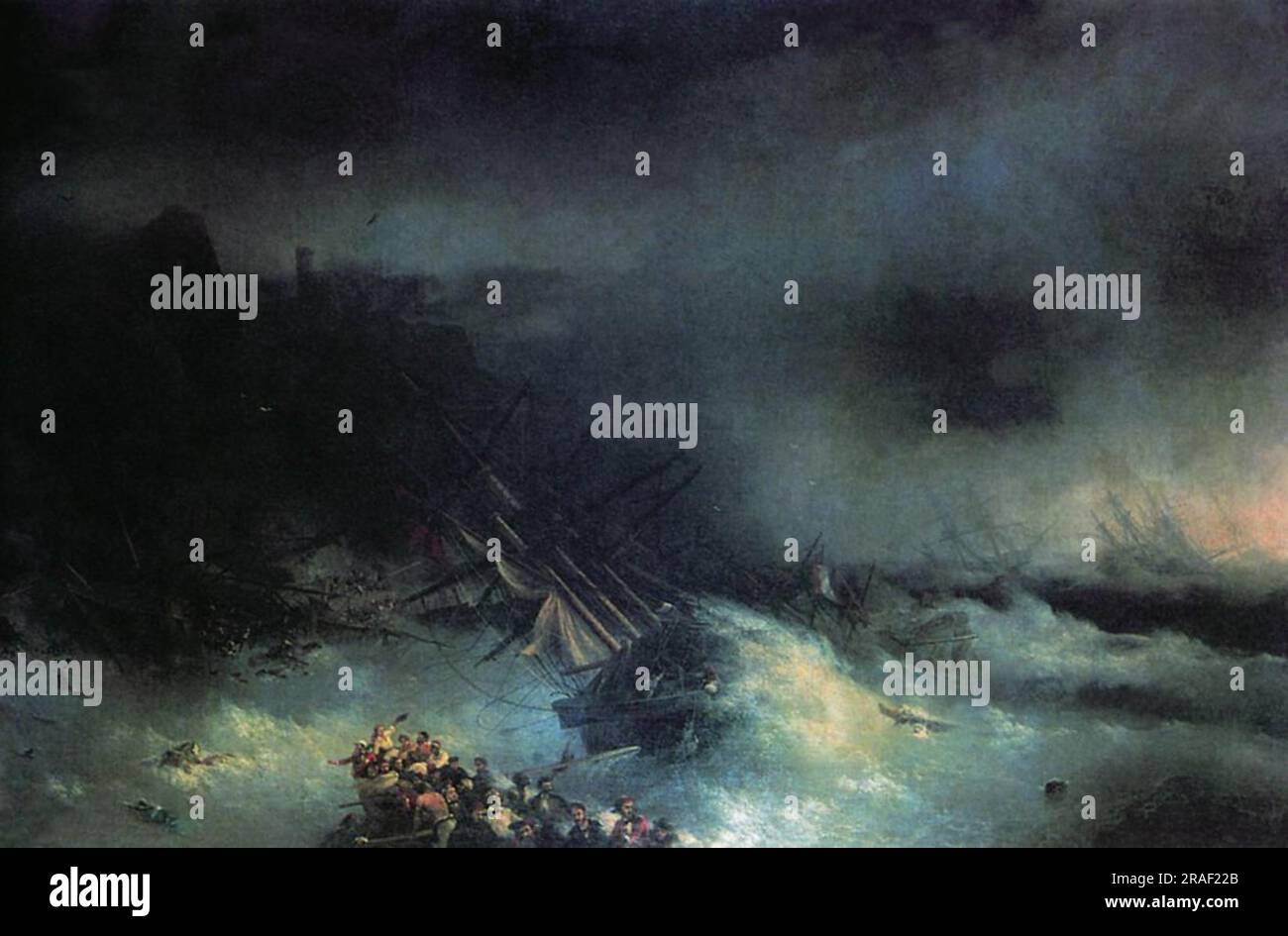 Tempest. Shipwreck of the foreign ship 1855 by Ivan Aivazovsky Stock ...