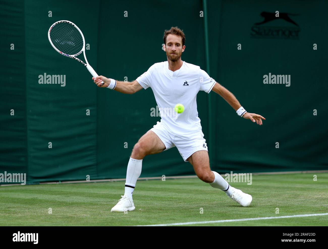 Constant Lestienne in action during his Gentlemen's Singles match ...