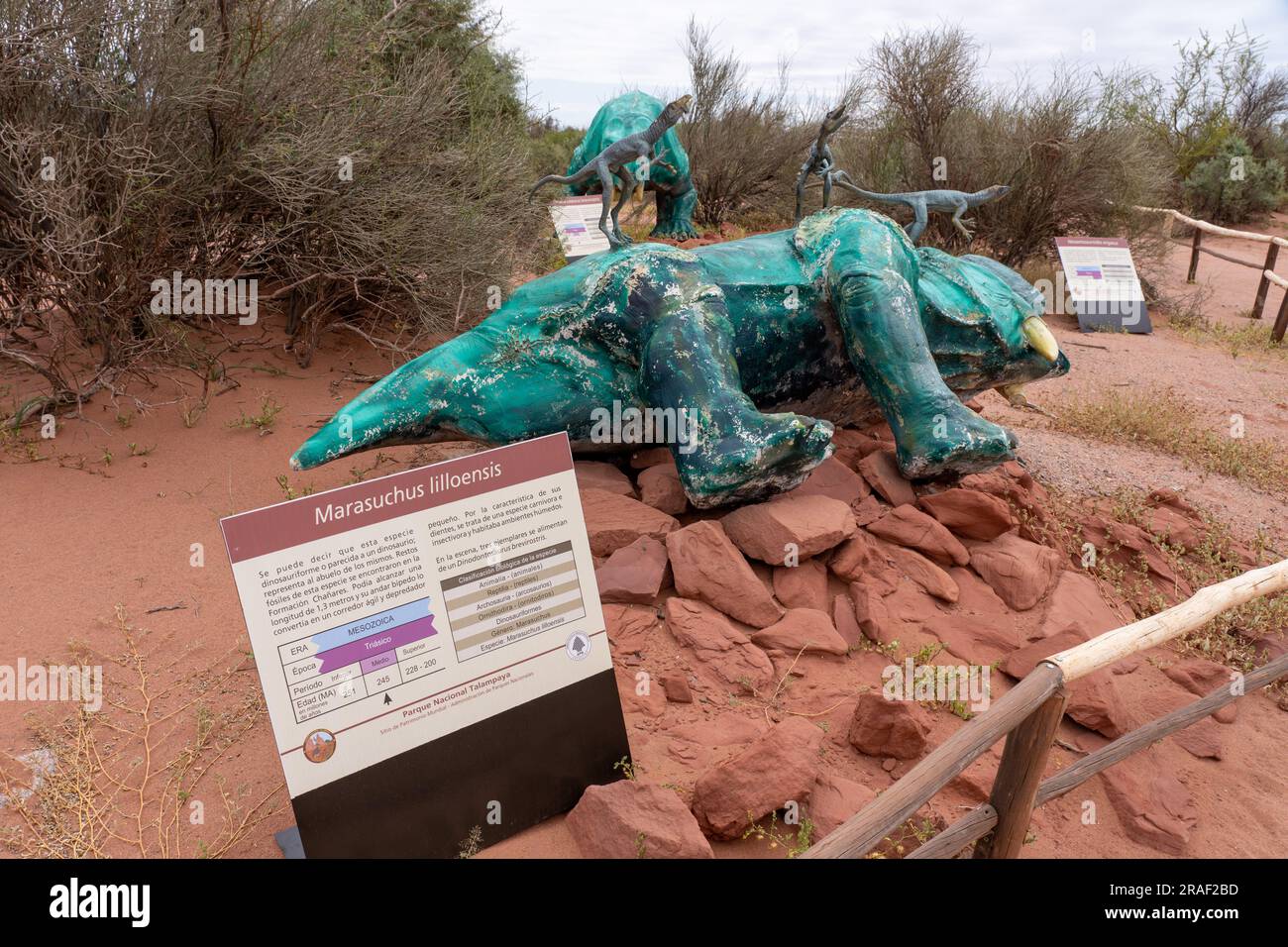 Three small Marasuchus lilloensis on a fallen Dinodontosaurus ...