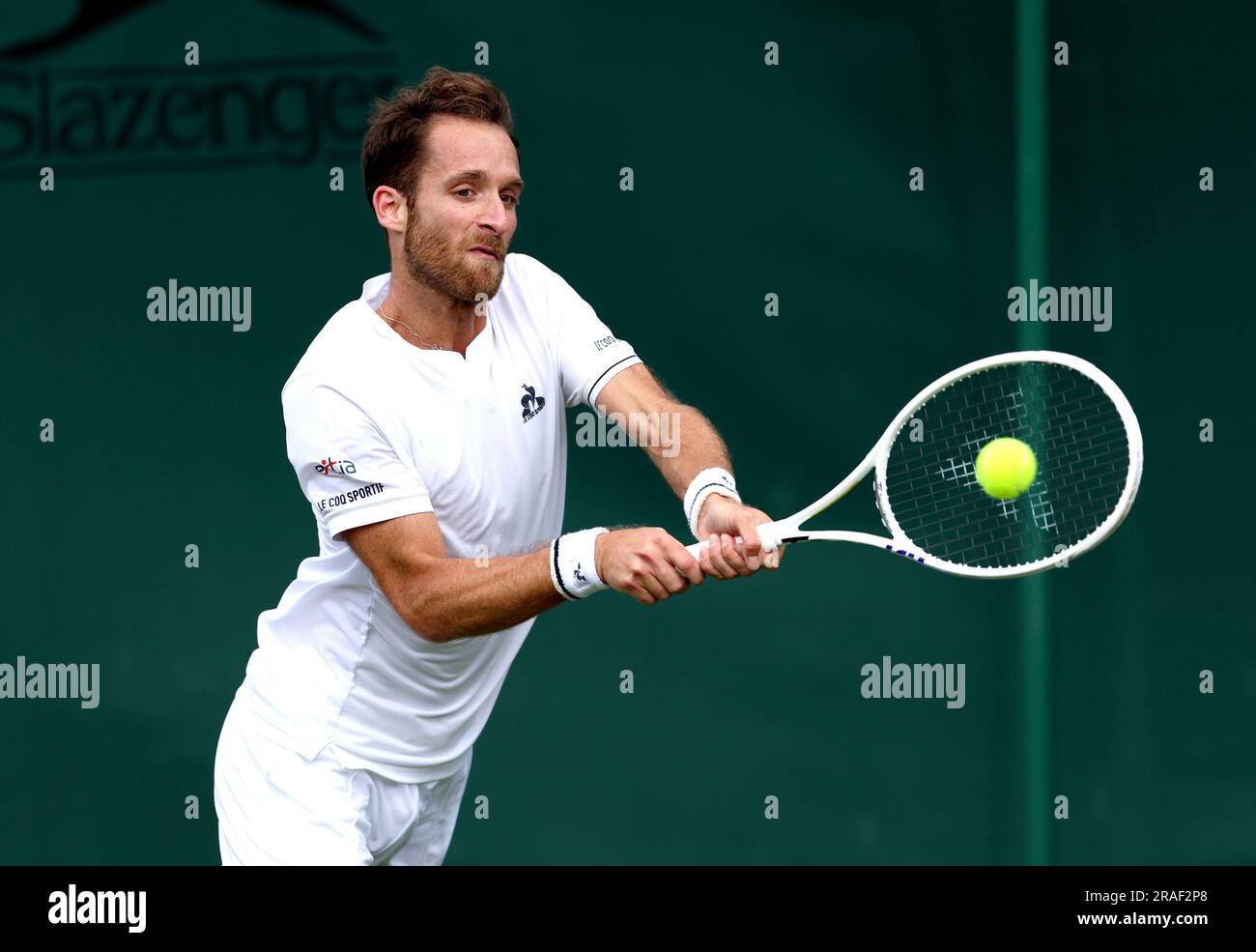 Constant Lestienne in action during his Gentlemen's Singles match ...