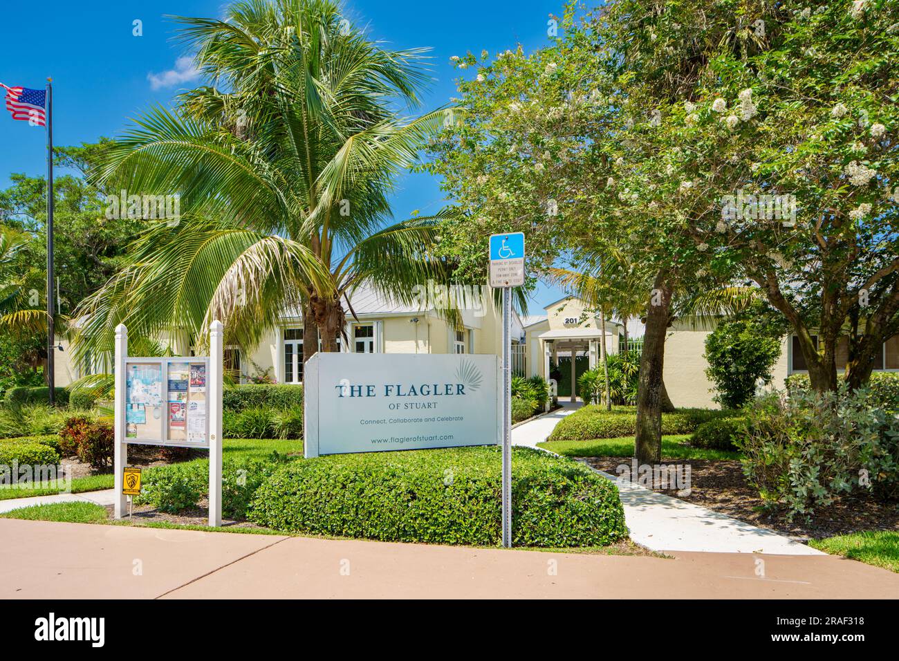 Stuart, FL, USA - July 1, 2023: Photo of The Flagler of Stuart a waterfront historic private ...