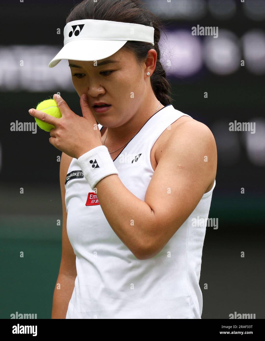 London, Britain. 3rd July, 2023. Zhu Lin of China reacts while ...