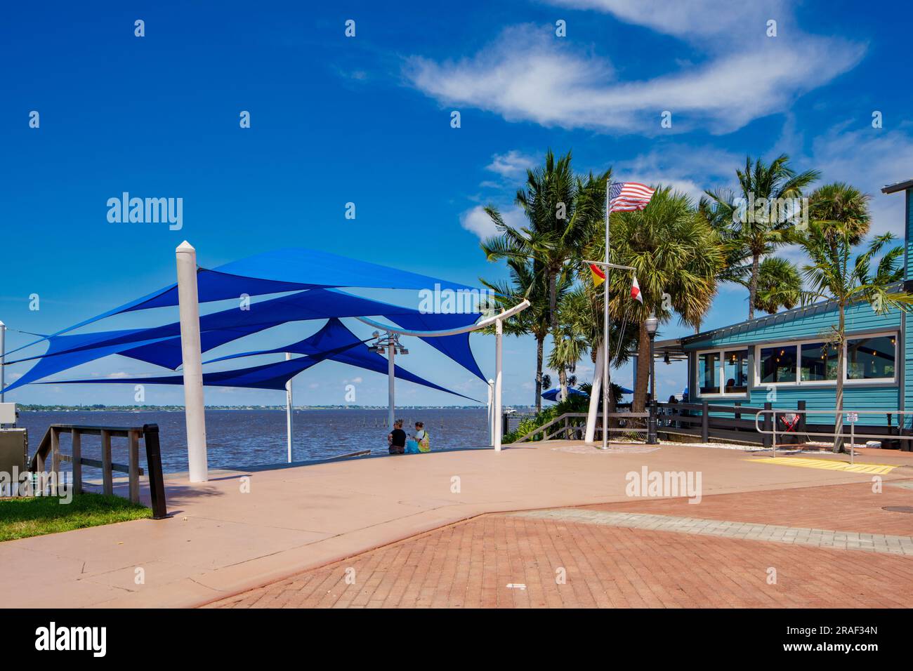Stuart, FL, USA - July 1, 2023: Stuart Riverwalk scene by The Boathouse ...
