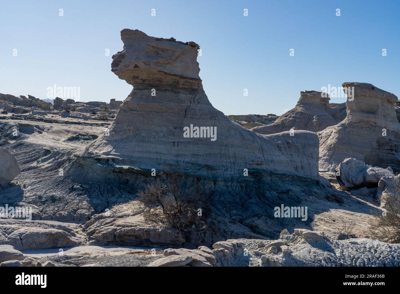 The Sphinx rock formation in the barren landscape in Ischigualasto ...