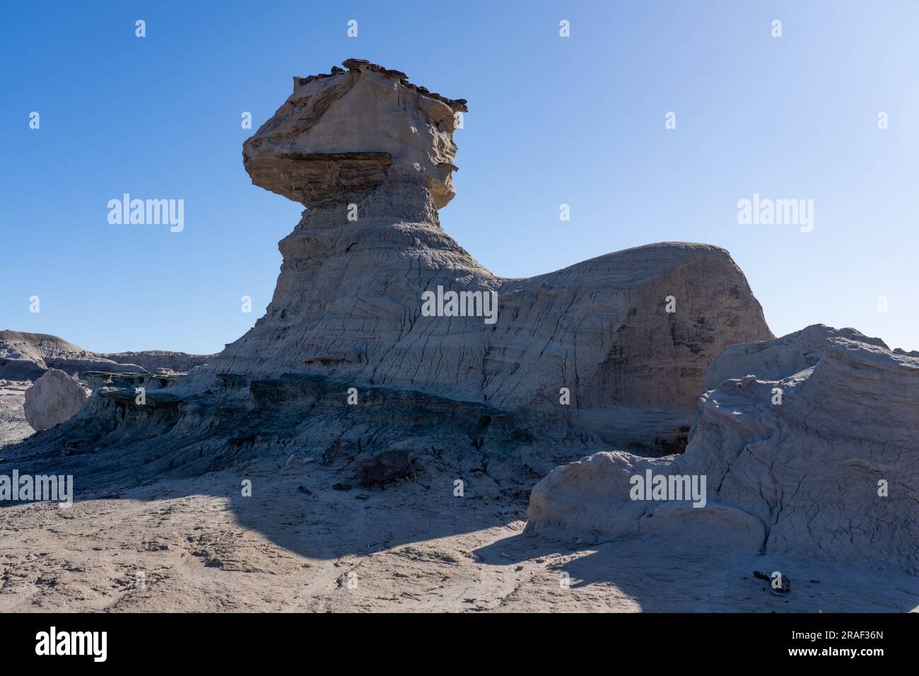 The Sphinx rock formation in the barren landscape in Ischigualasto ...