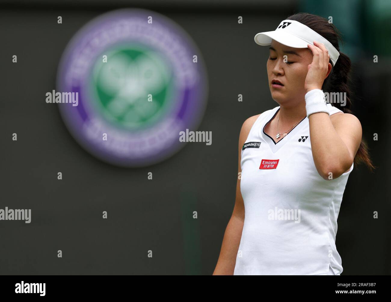 London, Britain. 3rd July, 2023. Zhu Lin of China reacts while ...