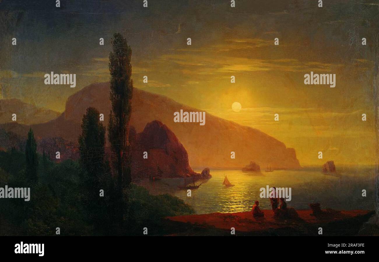 Night in the Crimea. View of Ayu-Dag 1850 by Ivan Aivazovsky Stock ...