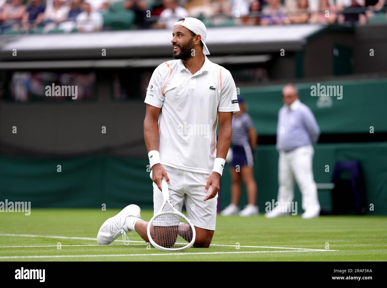 Laurent Lokoli reacts during his match against Casper Ruud (not ...
