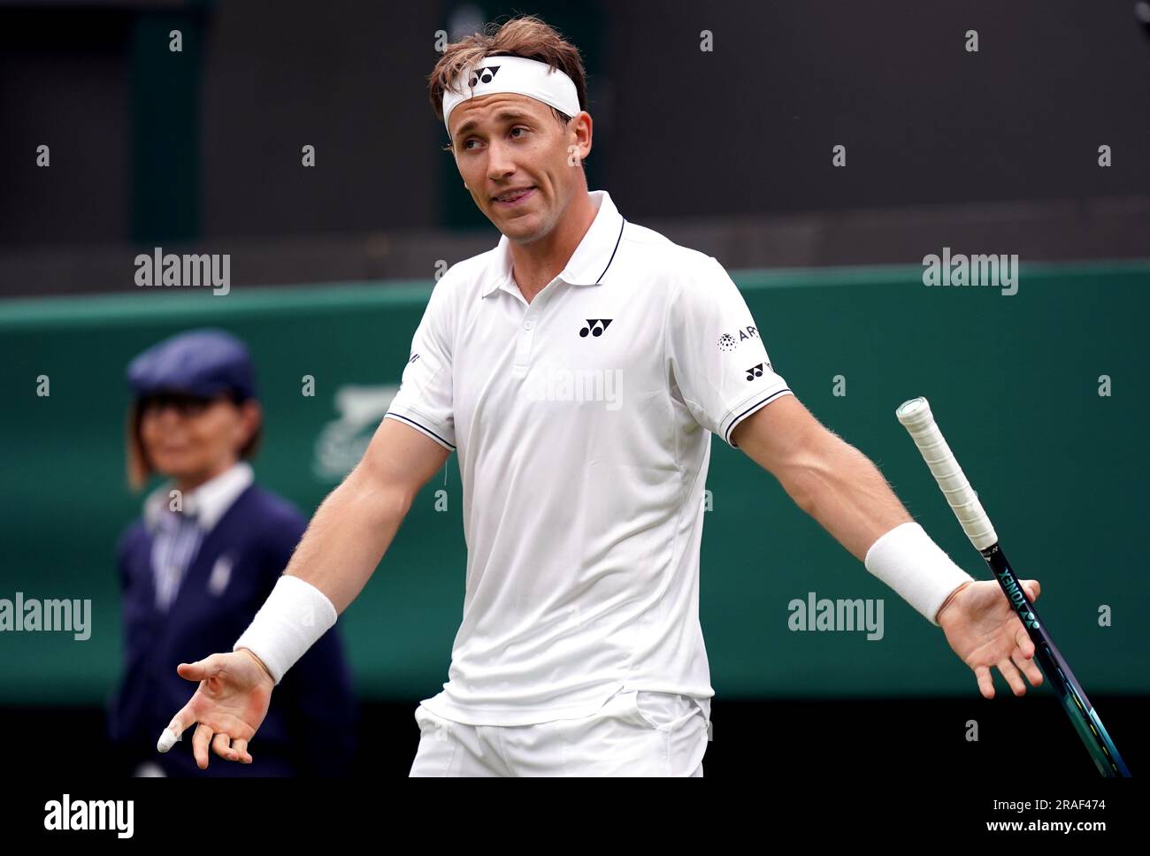 Casper Ruud reacts during his match against Laurent Lokoli (not ...
