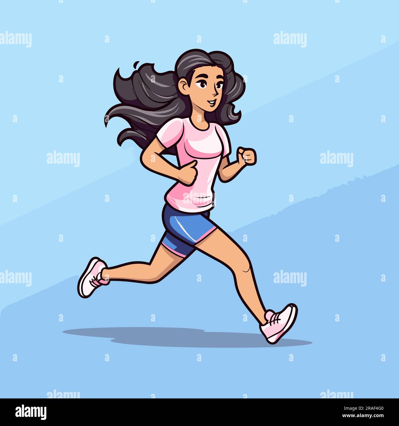 Female runner. Female runner hand-drawn illustration. Vector doodle ...