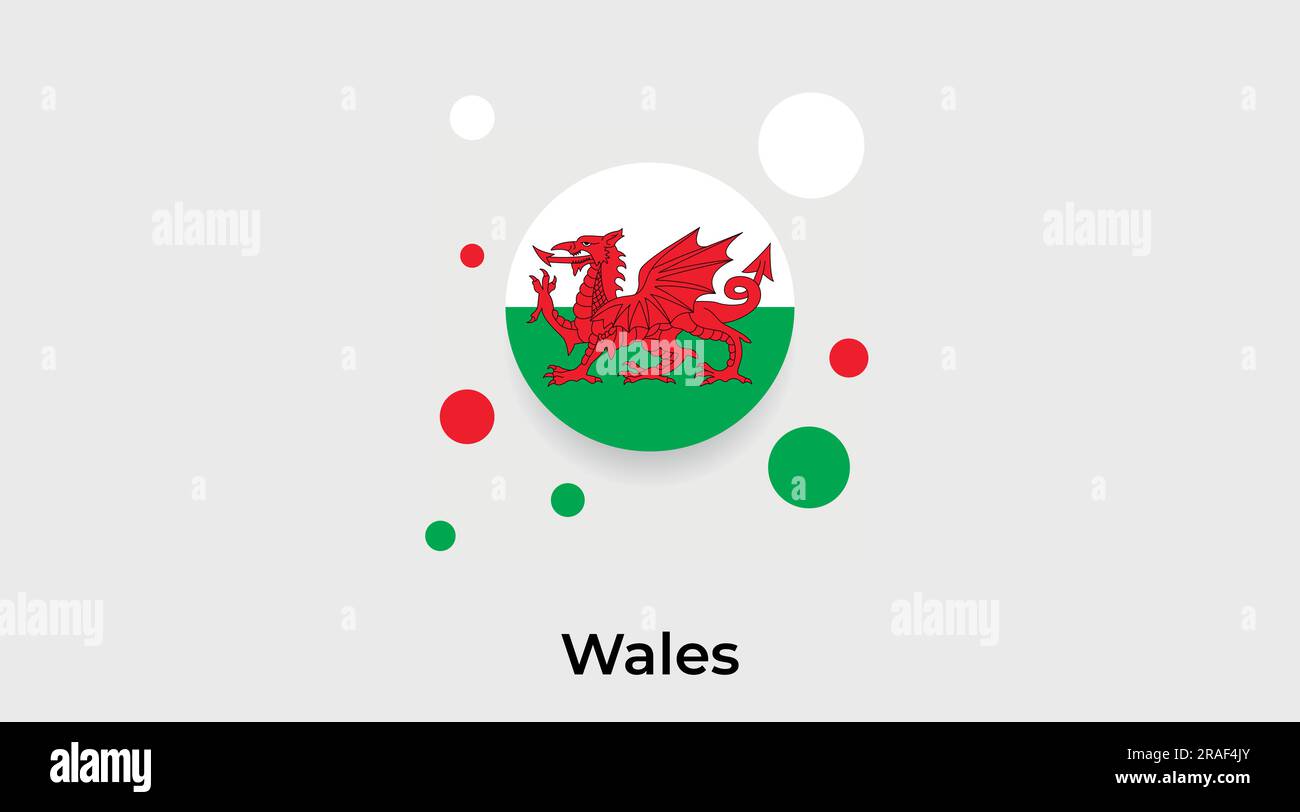 Wales flag bubble circle round shape icon colorful vector illustration ...