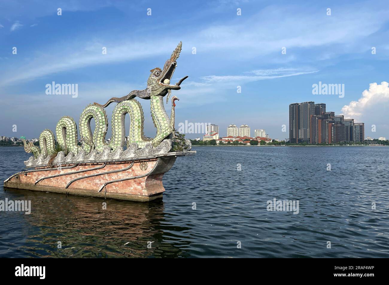 Statue of 2 dragons on the west side of the west lake. Ha Noi, Vietnam ...