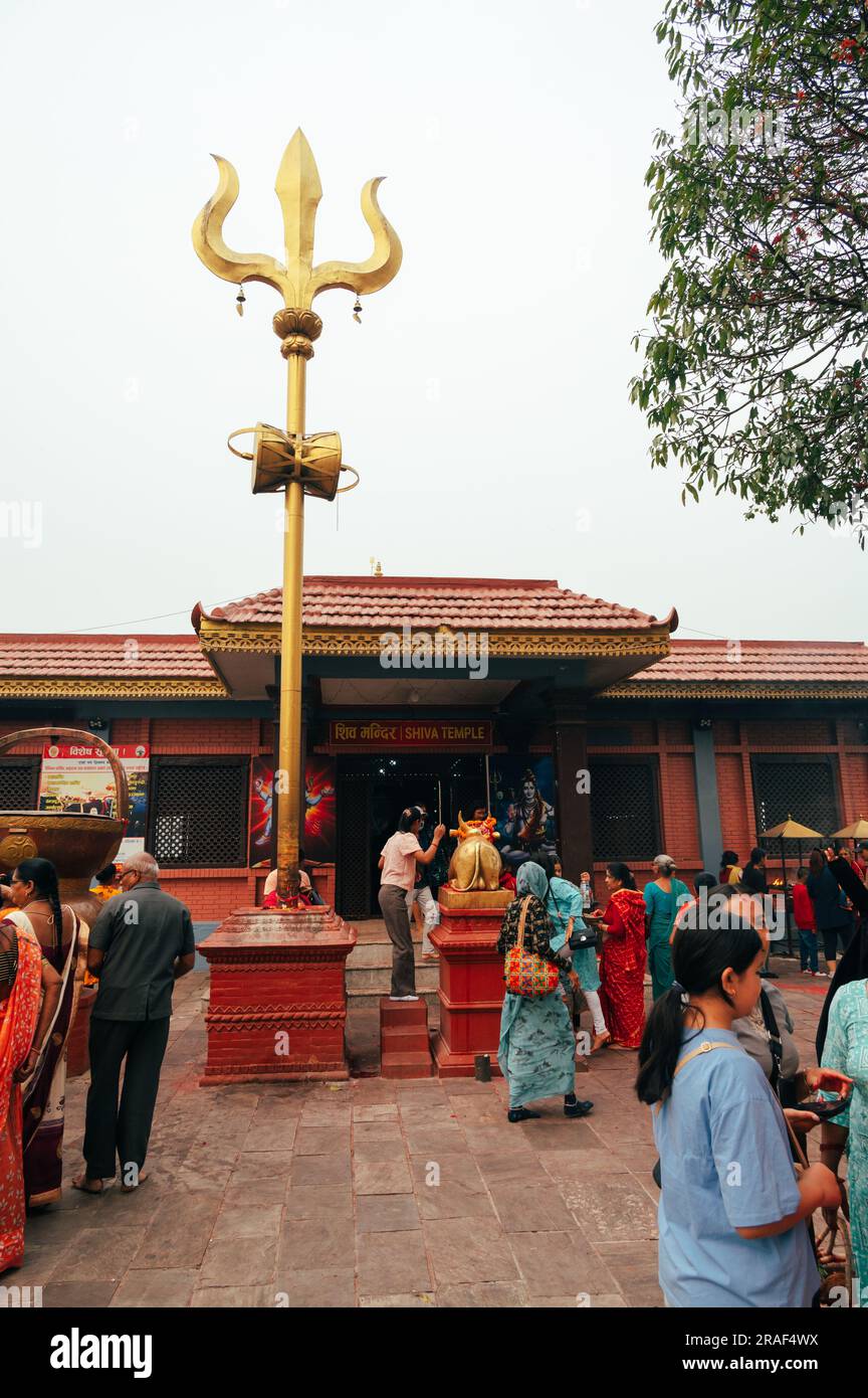 Pokhara, Nepal - Apr 15, 2023: Nepali people gather at Bindhyabasini ...