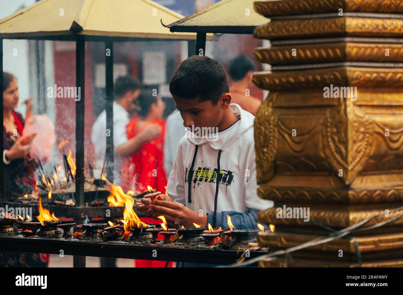 Pokhara, Nepal - Apr 15, 2023: Nepali people gather at Bindhyabasini ...