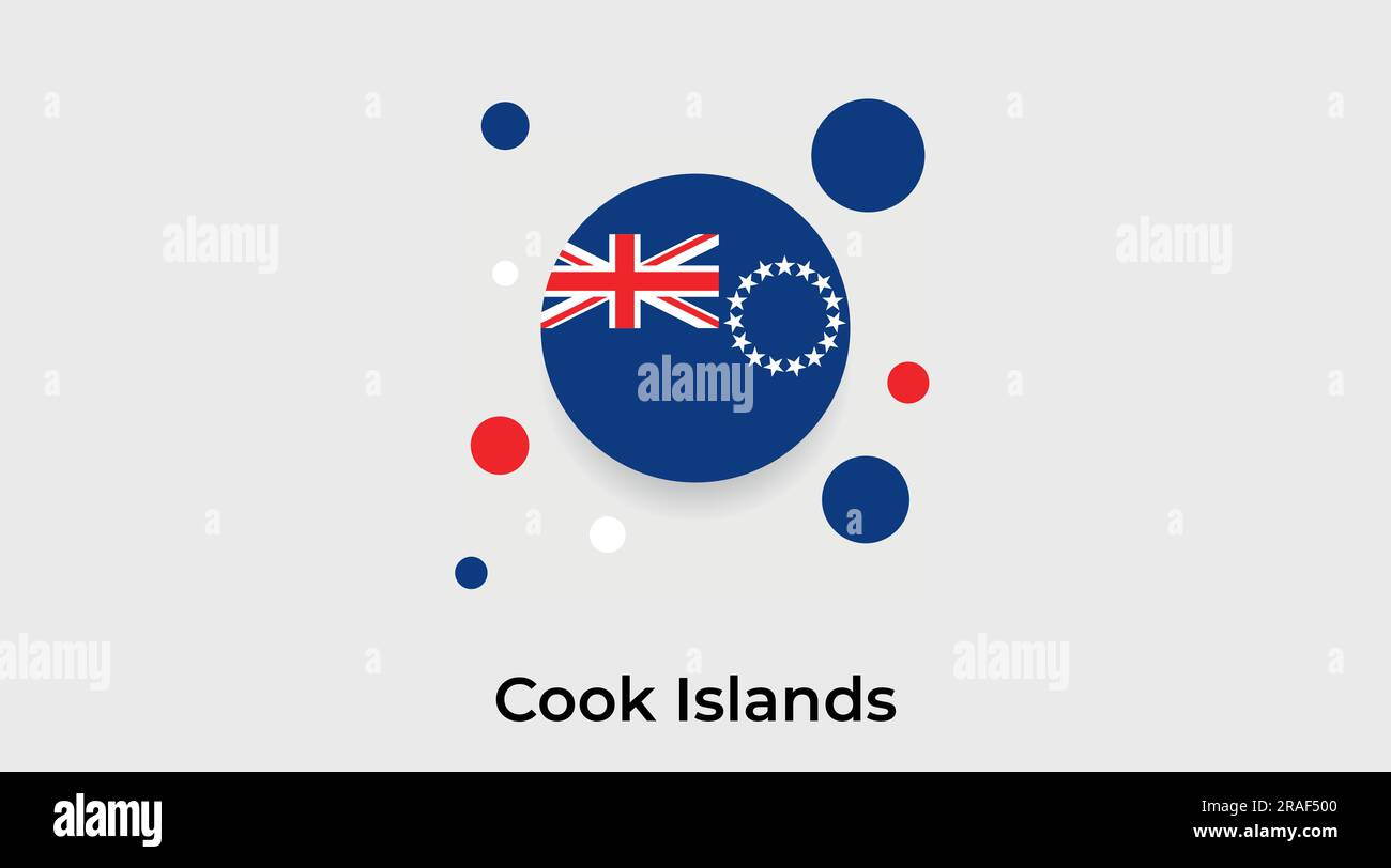 Cook Islands flag bubble circle round shape icon colorful vector ...
