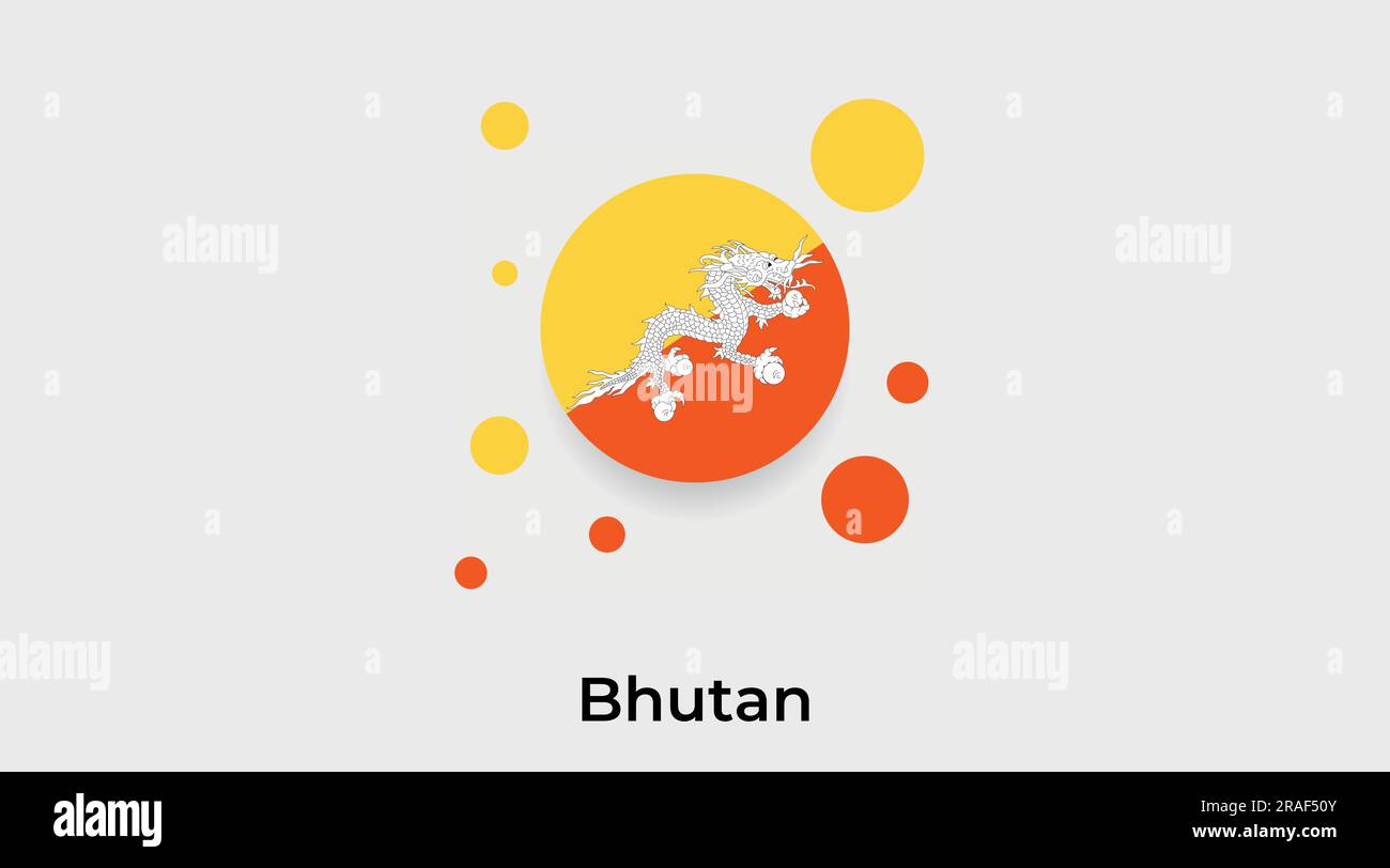 Bhutan flag bubble circle round shape icon colorful vector illustration ...