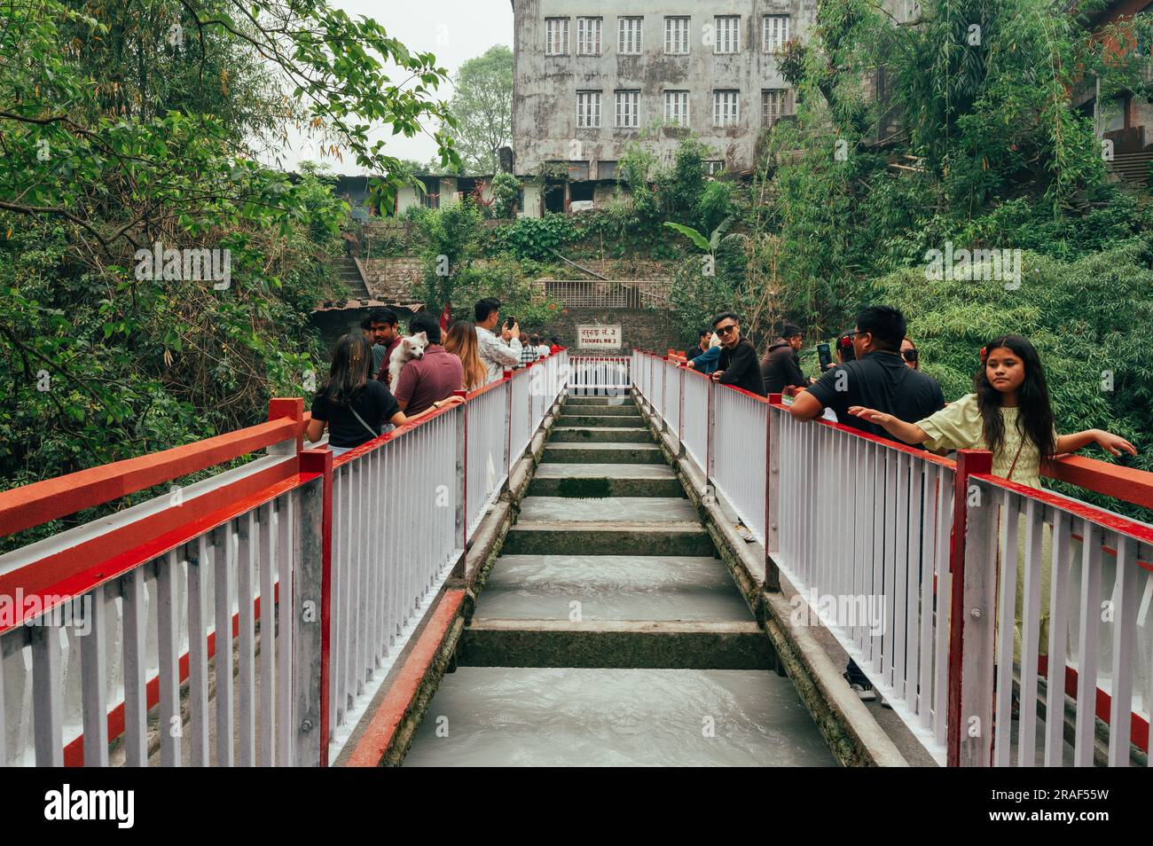Pokhara, Nepal - Apr 15, 2023: Tourists and Nepali people visiting Seti ...