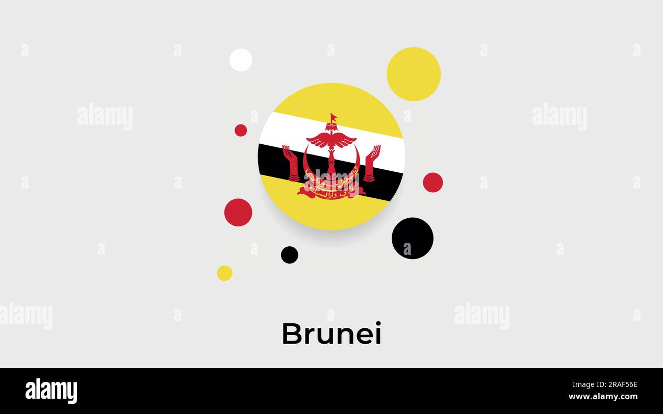 Brunei flag bubble circle round shape icon colorful vector illustration ...