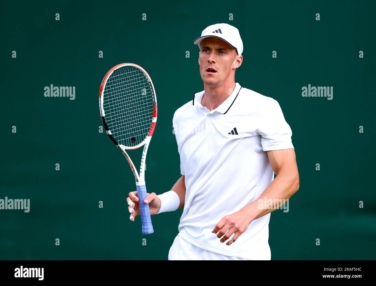 Jan Choinski during his Gentlemen's Singles match against Dusan Lajovic ...