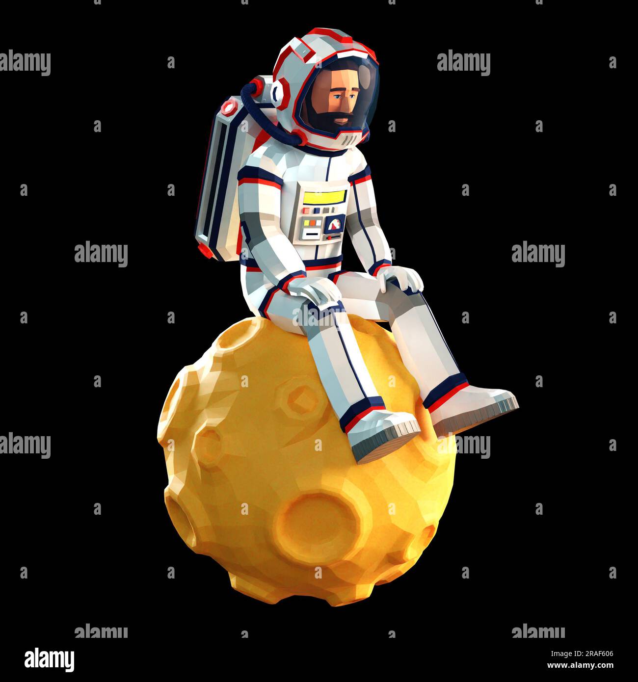 Sad astronaut in spacesuit sitting on the moon Stock Photo - Alamy