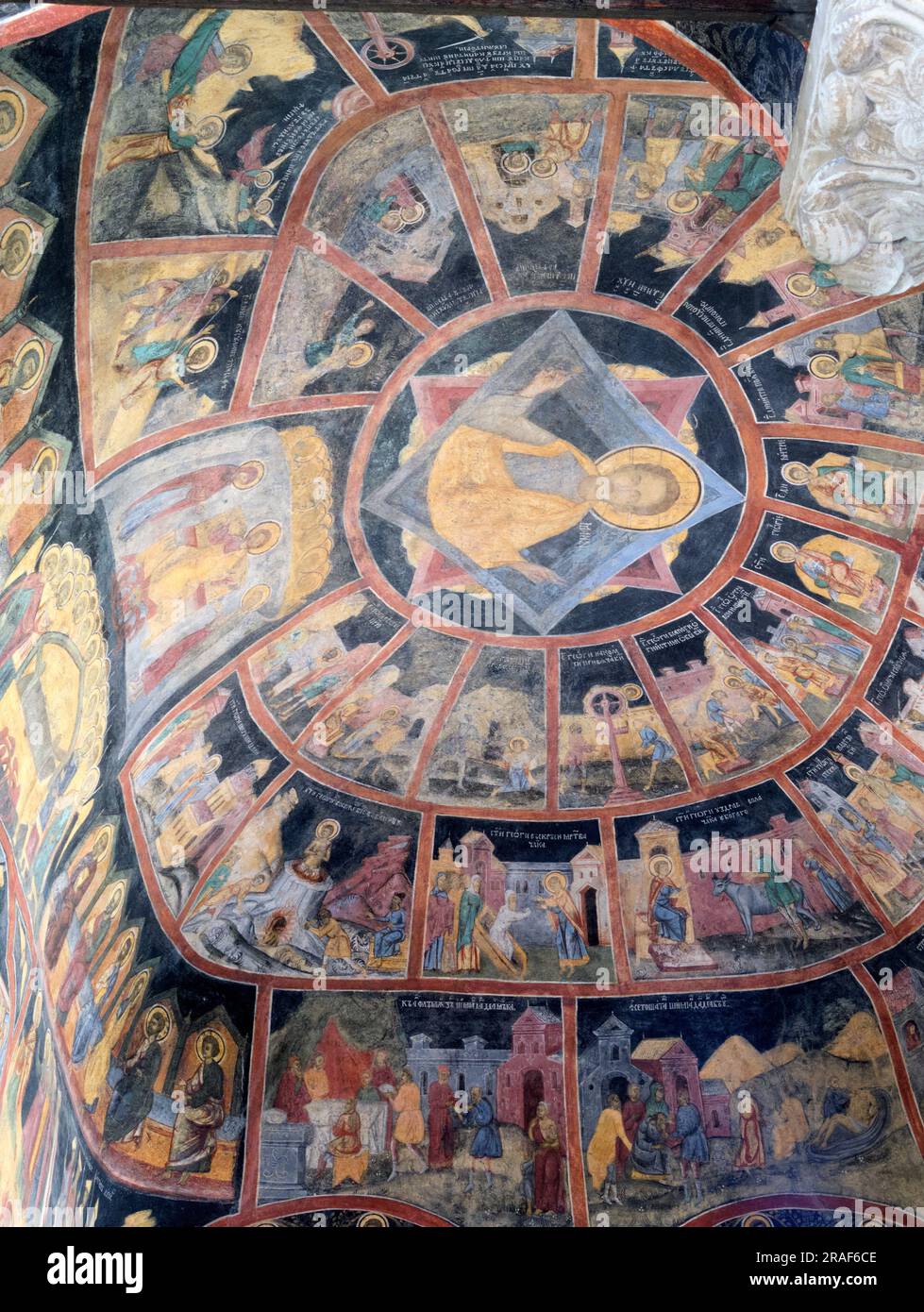 Paintings on ceiling of Old Church, Sinaia Orthodox Holy Monastery ...