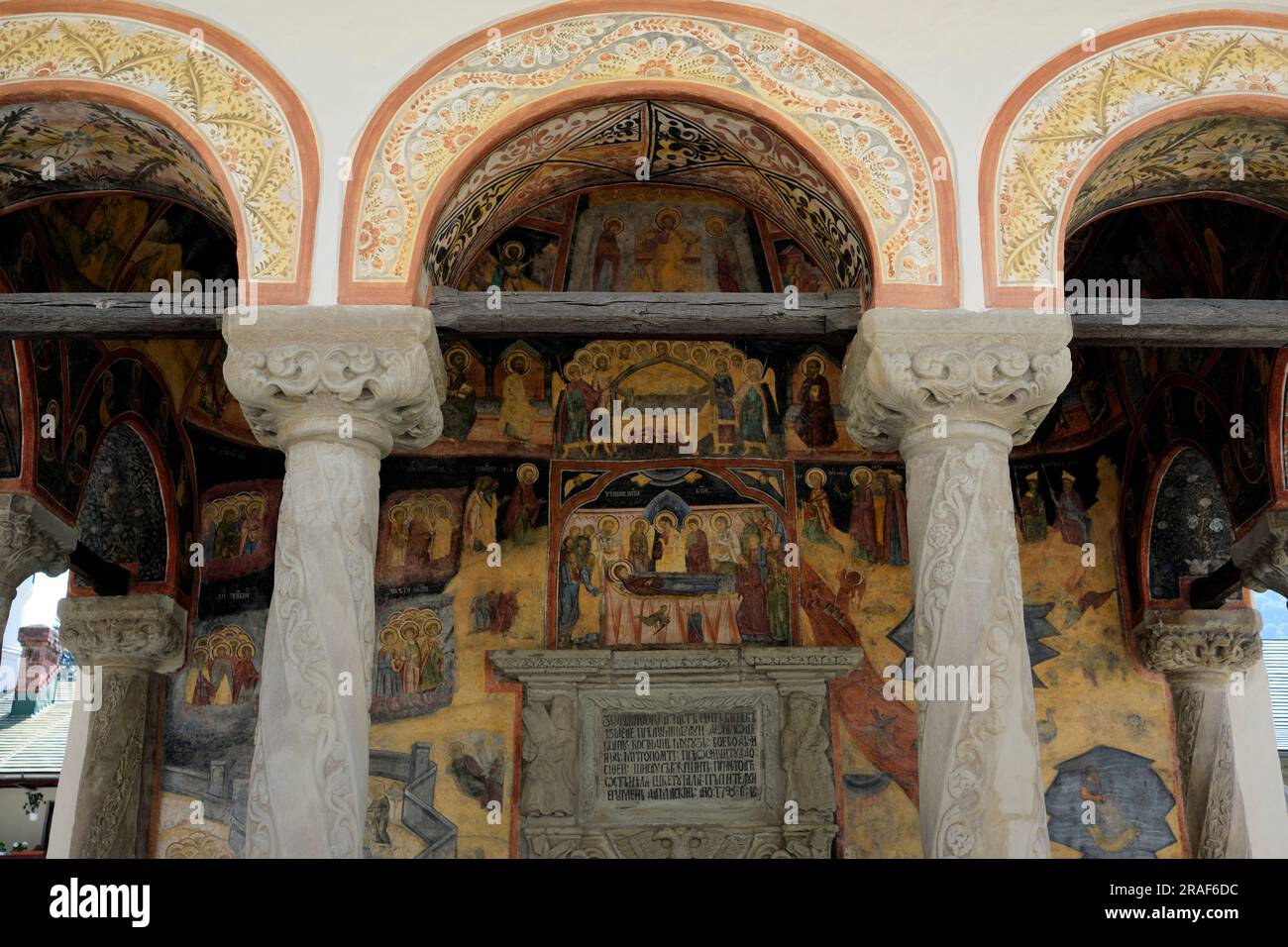 Paintings on ceiling of Old Church, Sinaia Orthodox Holy Monastery ...
