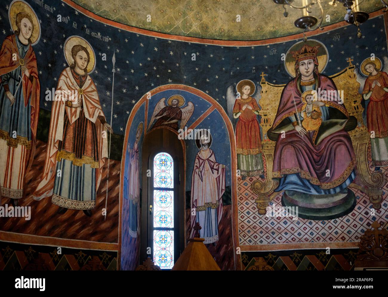 Paintings on ceiling of Old Church, Sinaia Orthodox Holy Monastery ...