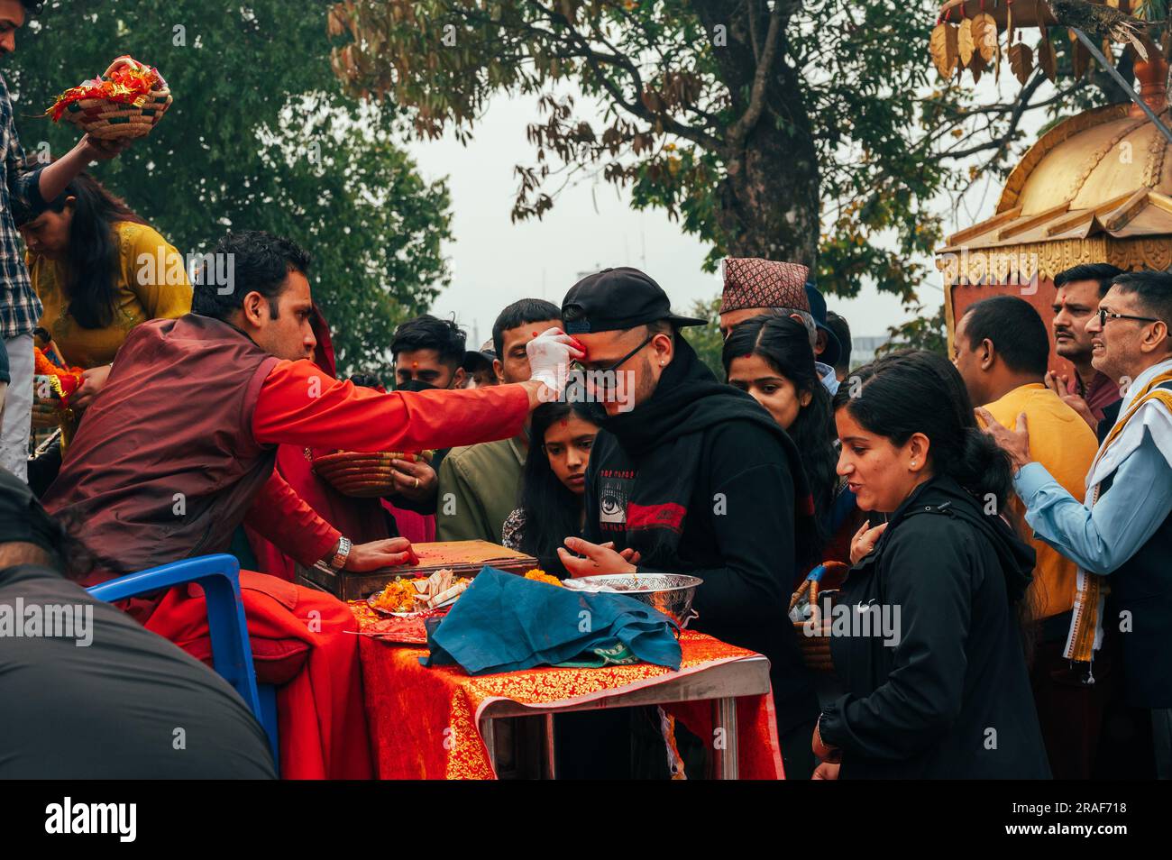 Pokhara, Nepal - Apr 15, 2023: Nepali people gather at Bindhyabasini ...