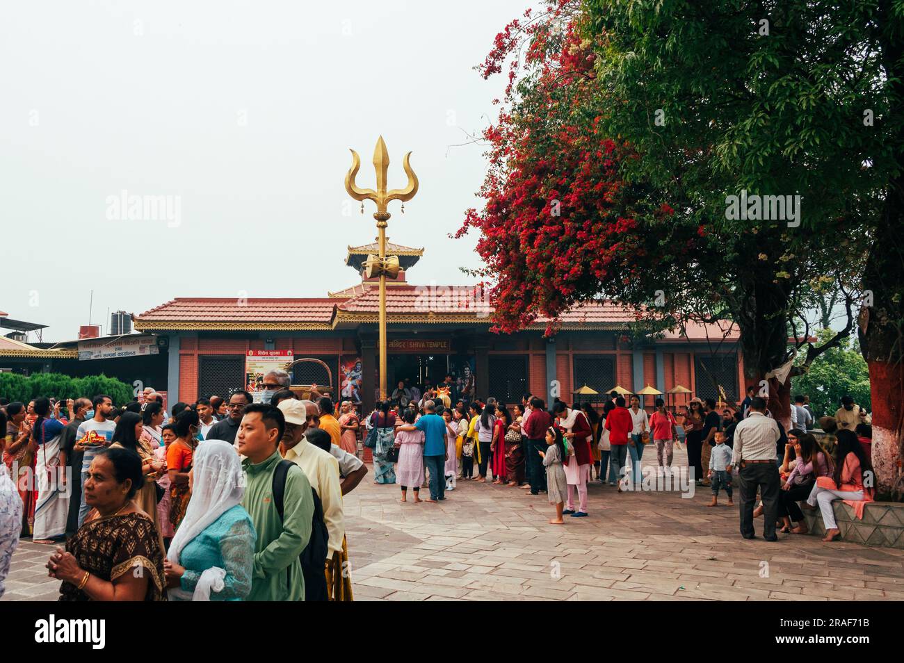 Pokhara, Nepal - Apr 15, 2023: Nepali people gather at Bindhyabasini ...