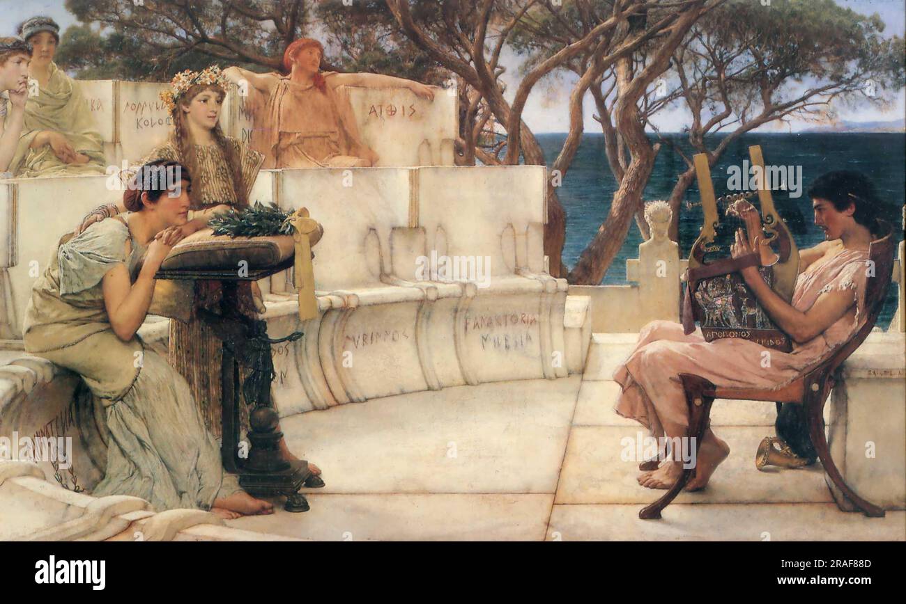 Sappho and Alcaeus 1881 by Sir Lawrence Alma-Tadema Stock Photo - Alamy