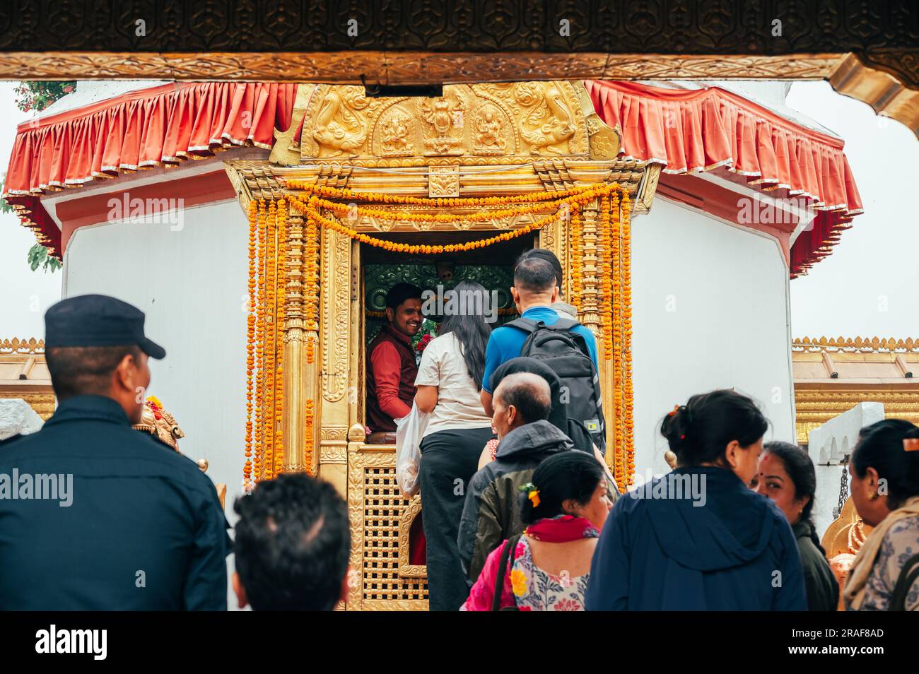 Pokhara, Nepal - Apr 15, 2023: Nepali people gather at Bindhyabasini ...