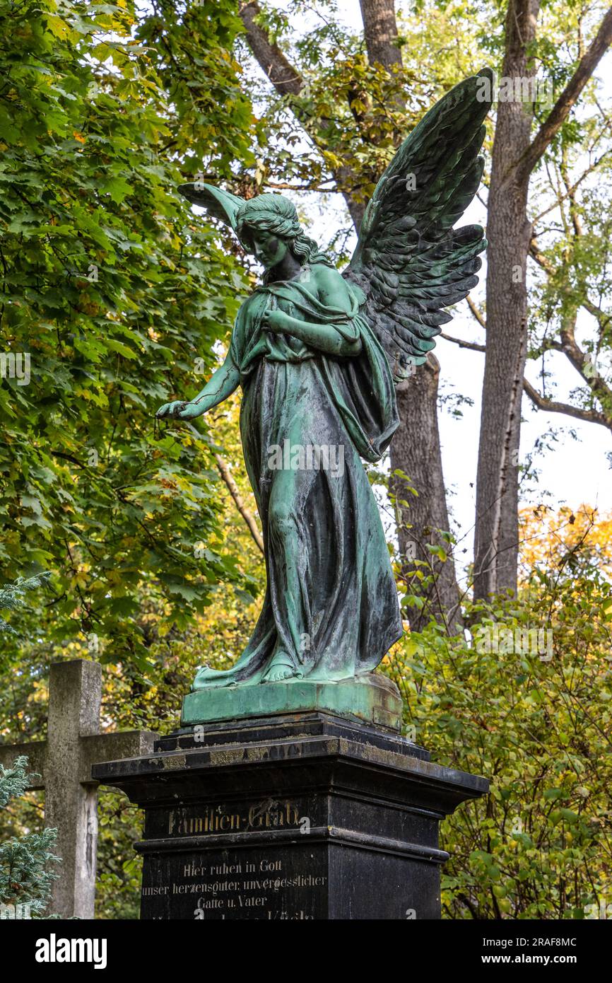 View of famous Old North Cemetery of Munich, Germany with historic ...