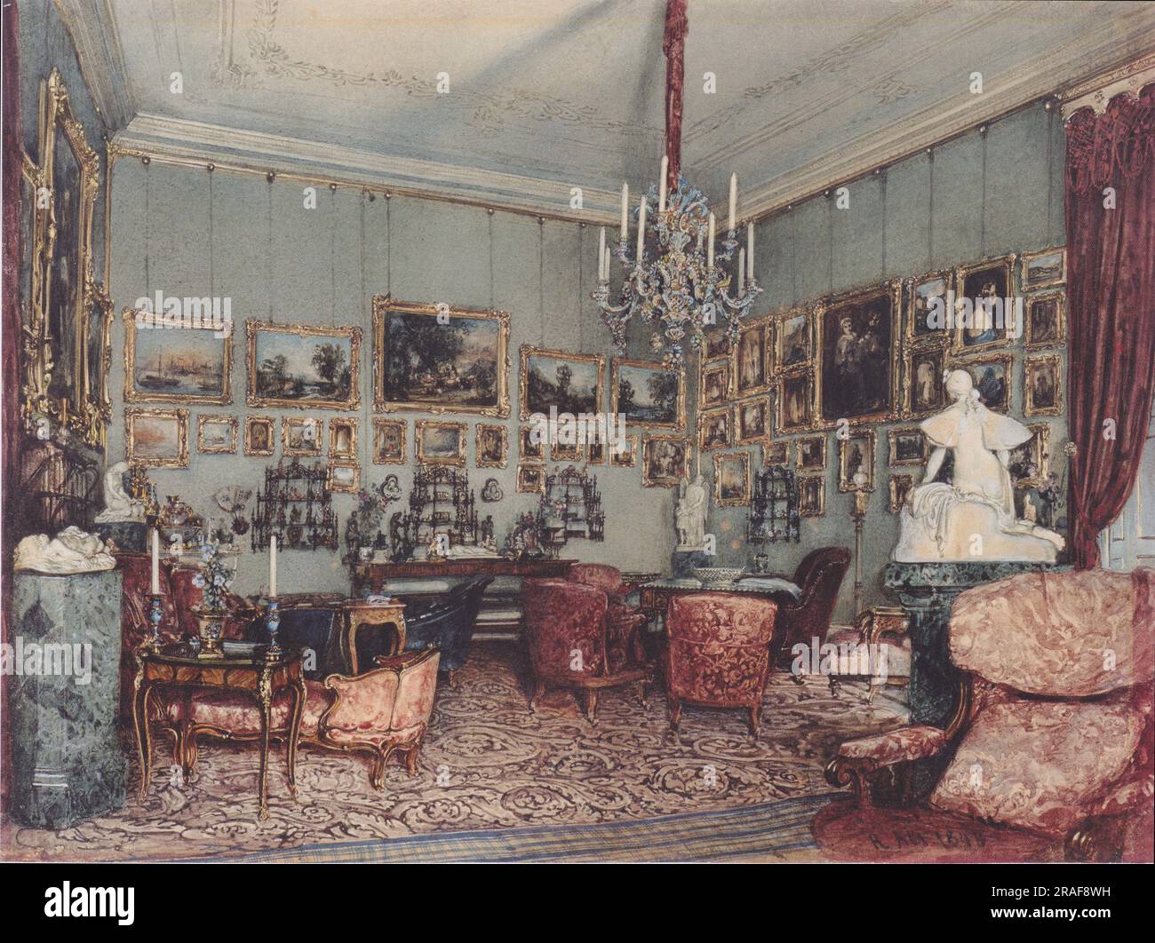 Interior in Palace Windischgratz in the race in Vienna 1848; Wien ...