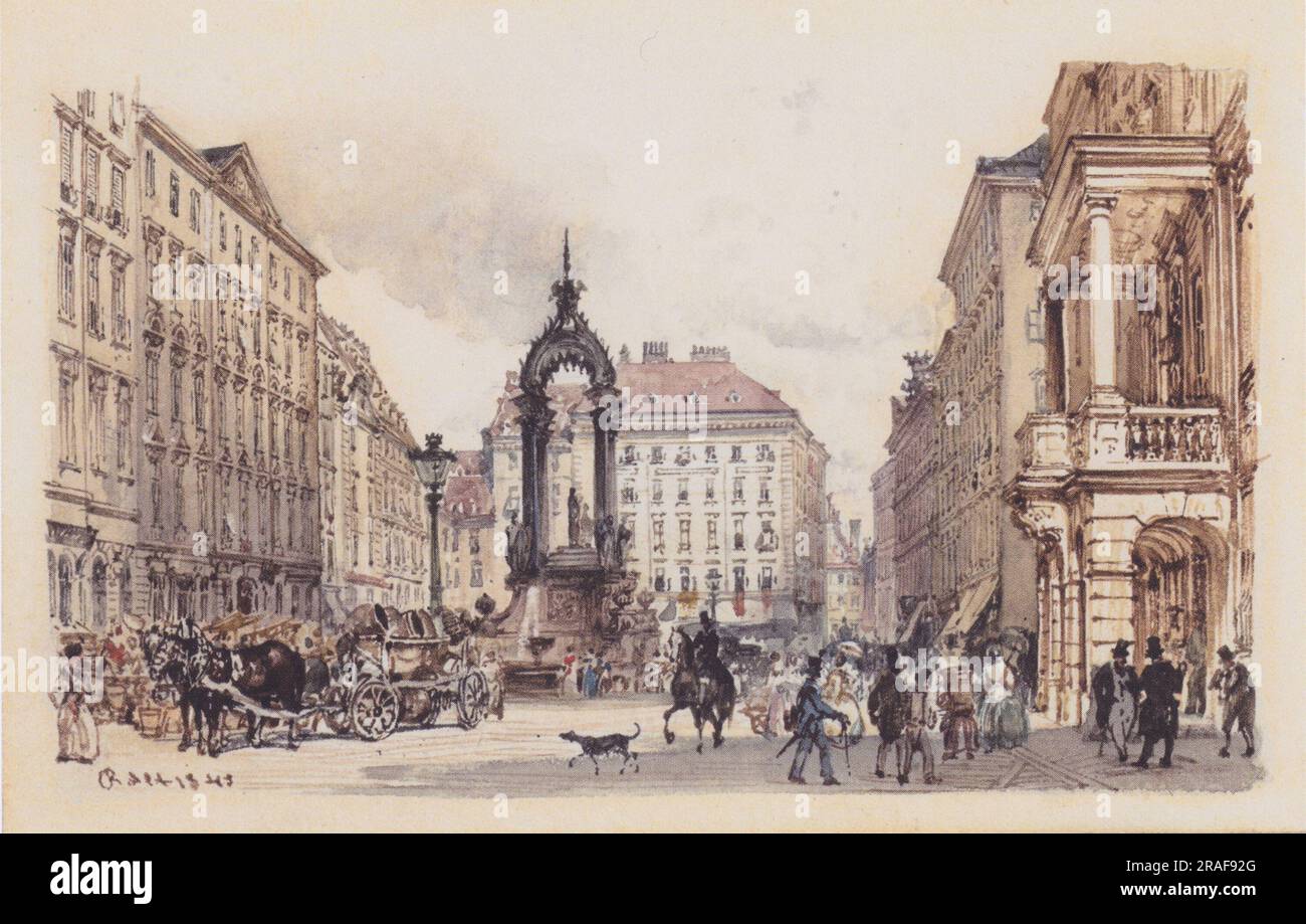 The large market in Vienna 1845; Wien, Austria by Rudolf von Alt Stock ...
