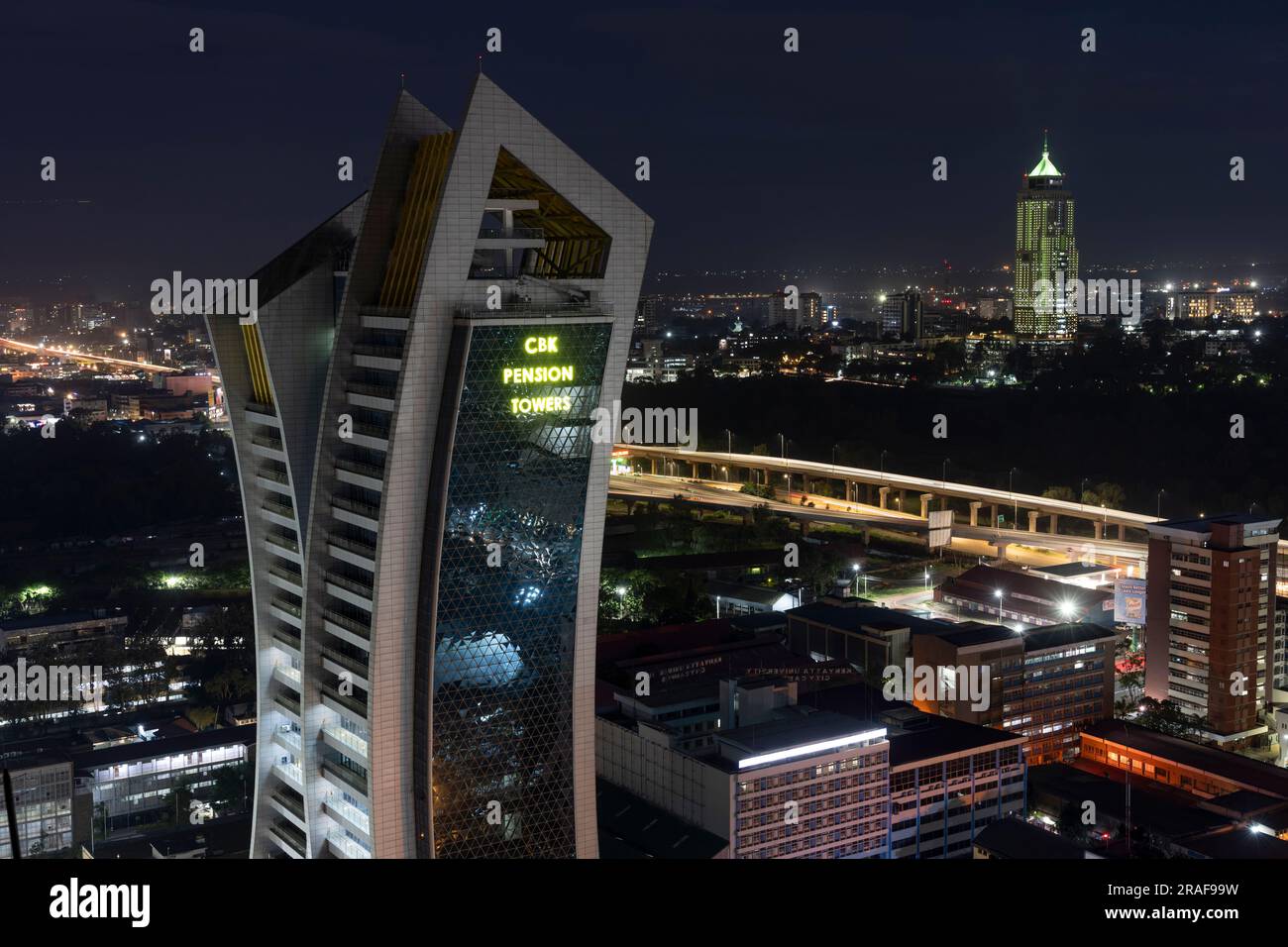 Kenya capital city Nairobi downtown in night colours and lights. (CTK ...