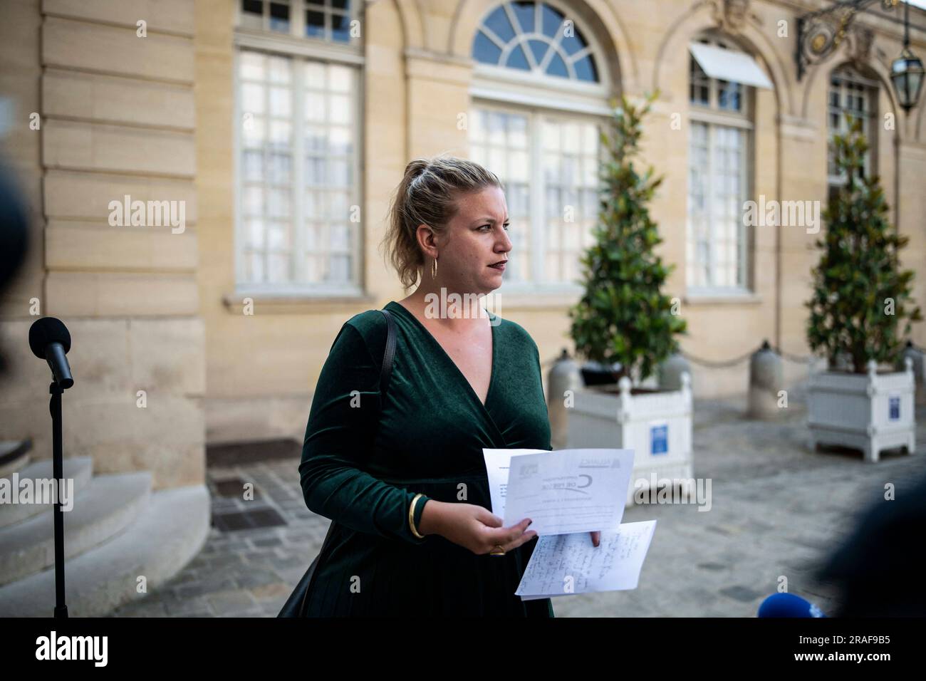 Paris, France. 03rd July, 2023. Mathilde Panot after a meeting with ...