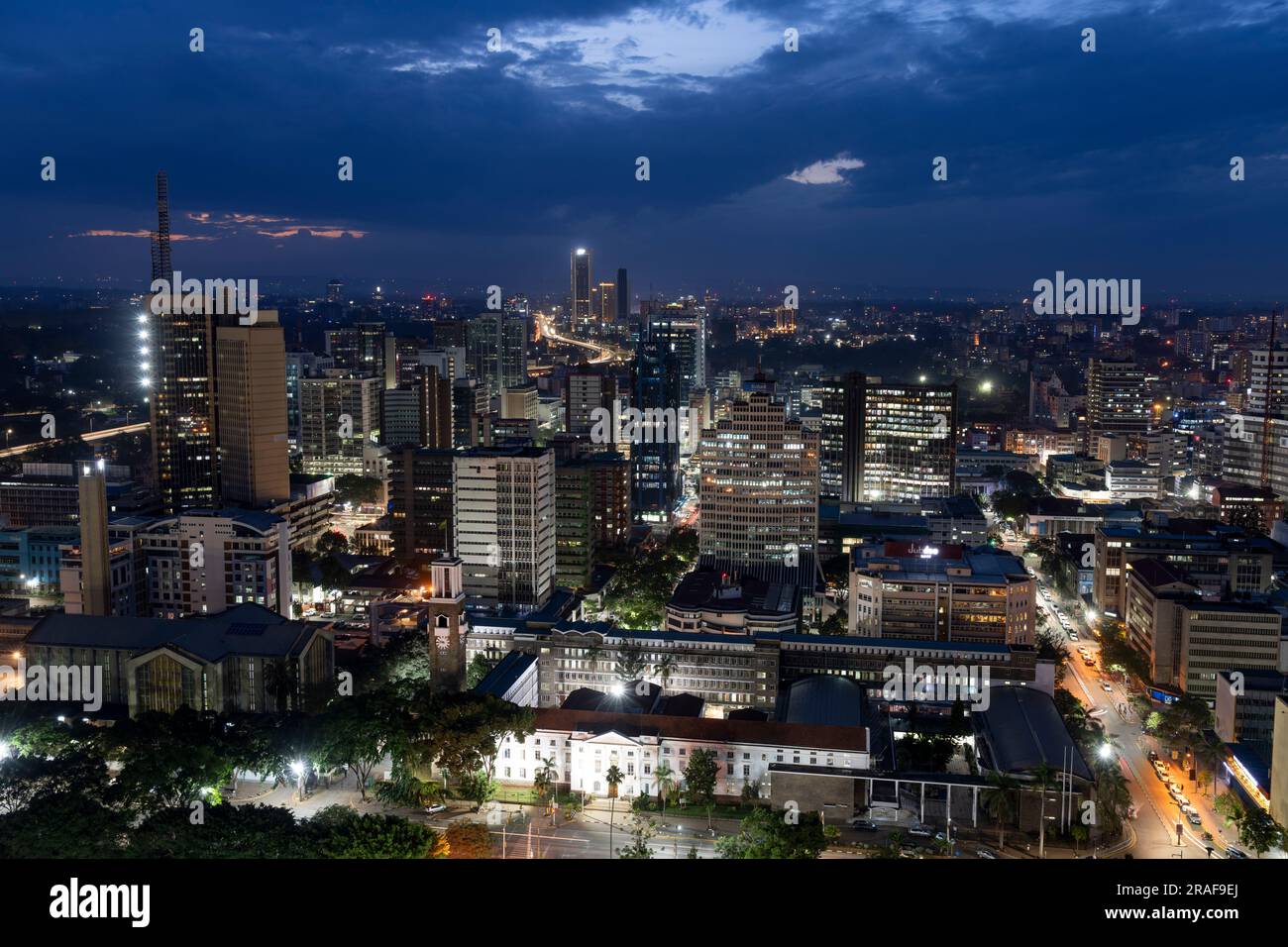 Kenya capital city Nairobi downtown in night colours and lights. (CTK ...