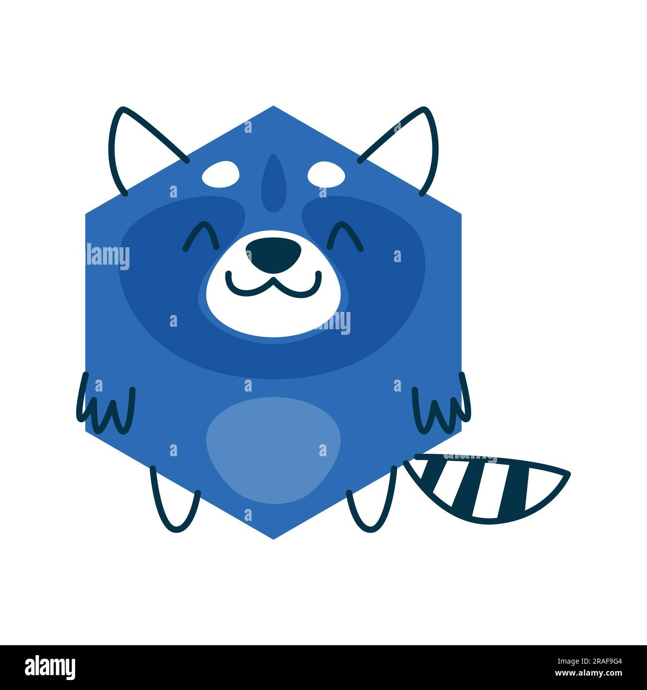 Raccoon cartoon animal pentagon math shape character. Lovely racoon ...