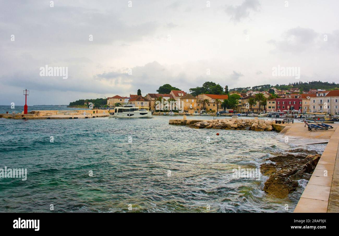 The waterfront of the historic village of Sutivan on Brac Island in ...