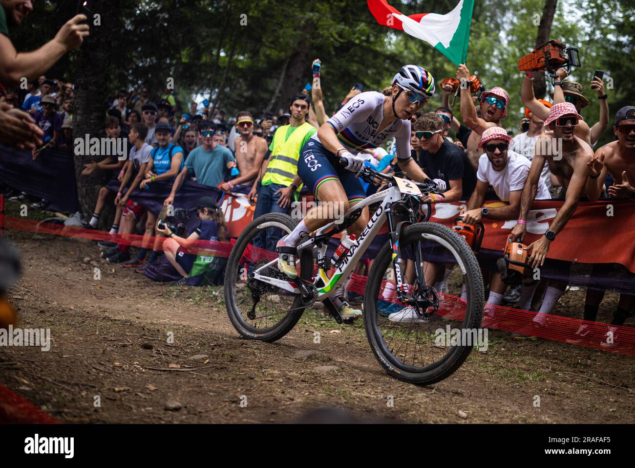 Biker Pauline Ferrand-Prevot on the course of the UCI Cross-Country ...