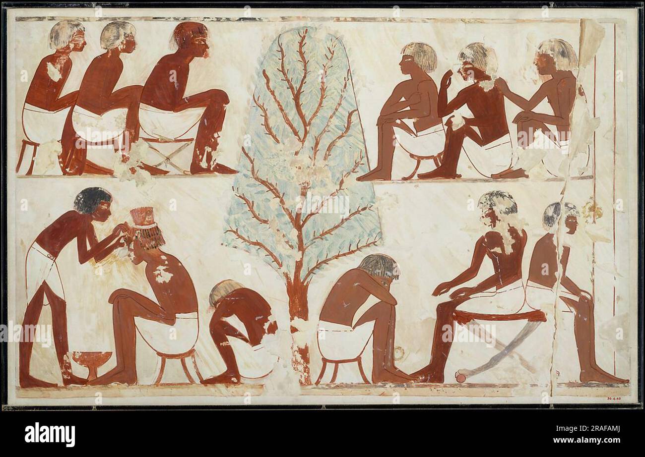 Barbering, Tomb of Userhat 1400 BC by Ancient Egypt Stock Photo - Alamy