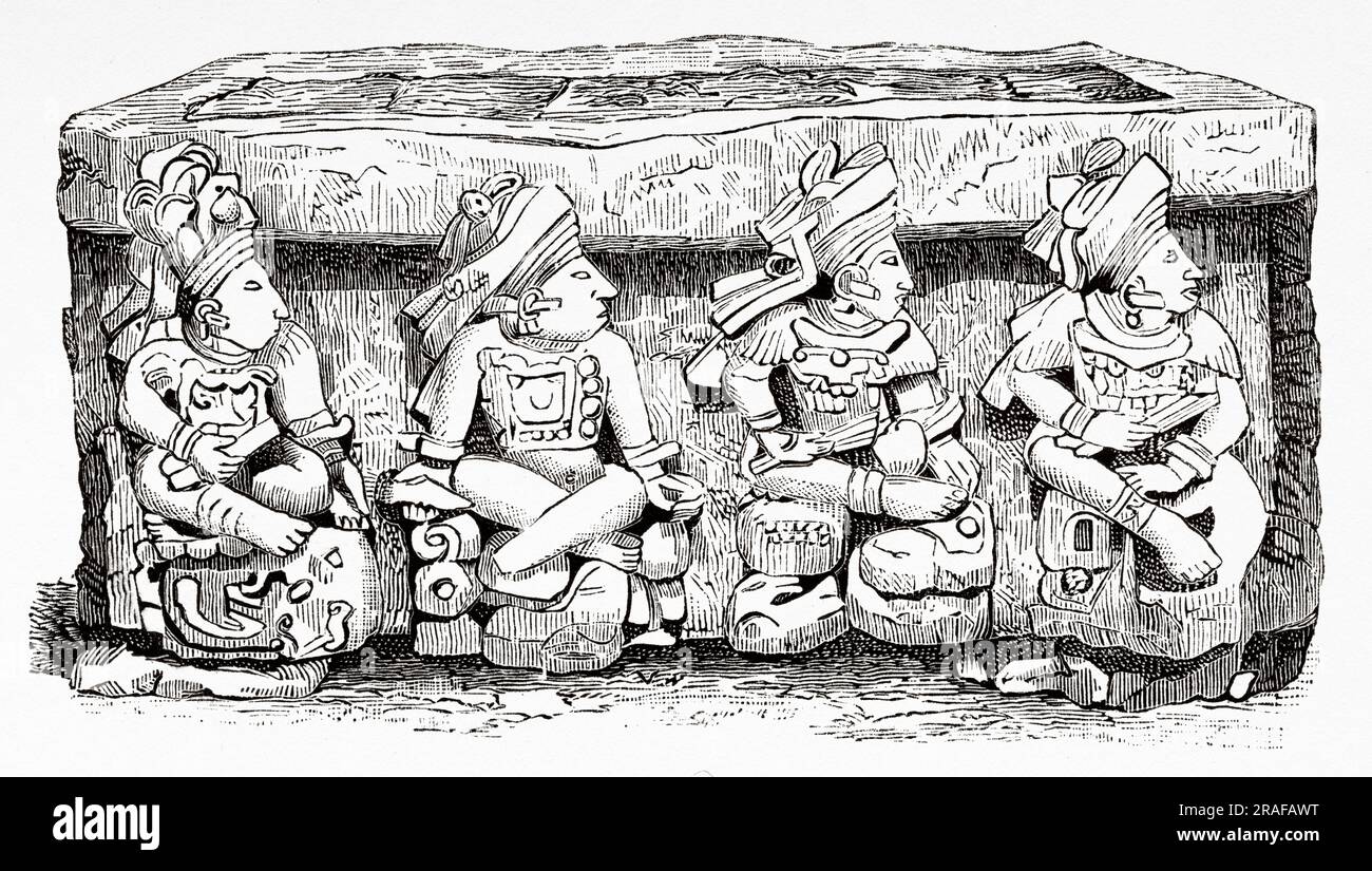 West Court. Altar Q, Copan archaeological site. Honduras. Central ...