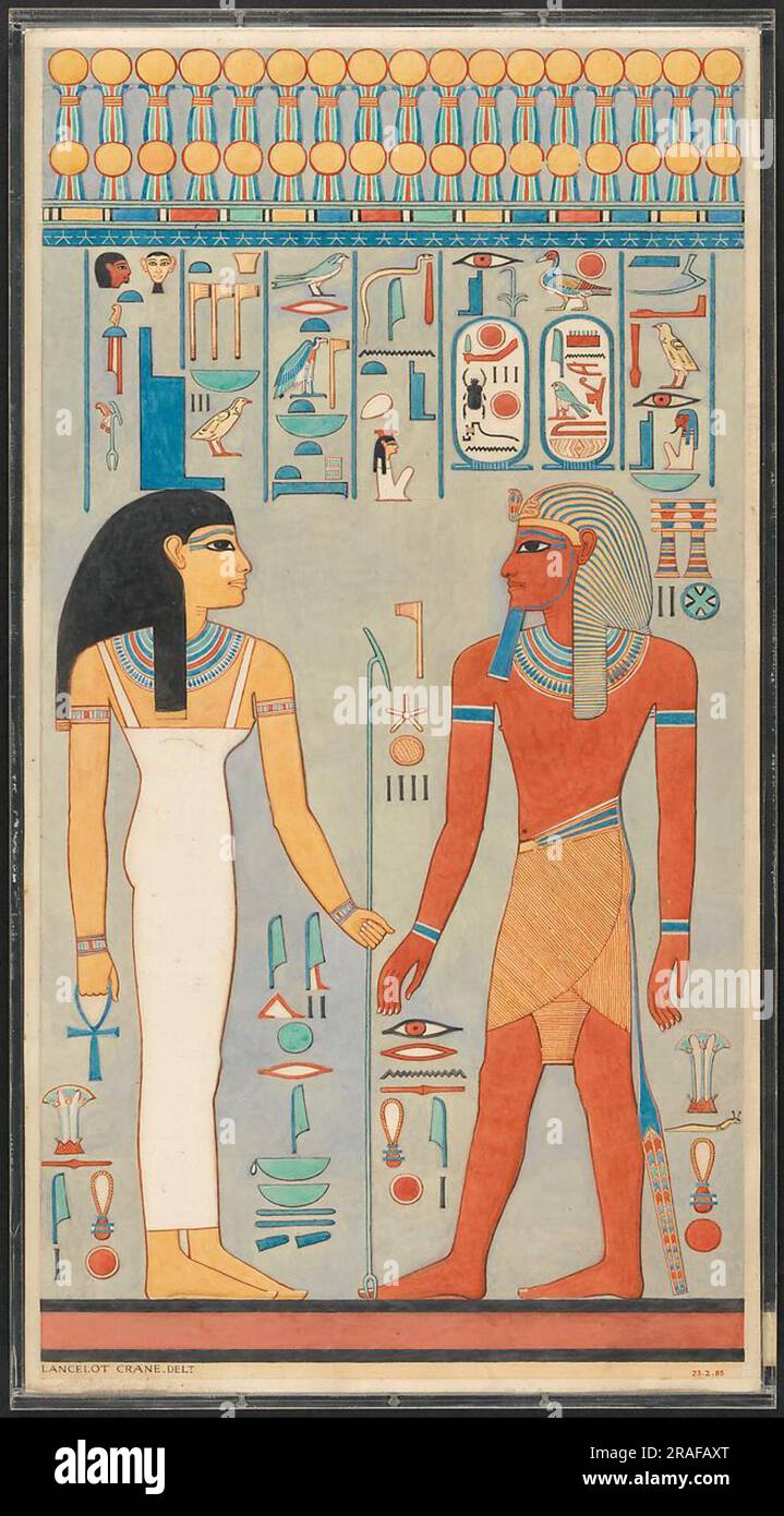 The King with Isis, Tomb of Haremhab 1295 BC by Ancient Egypt Stock ...