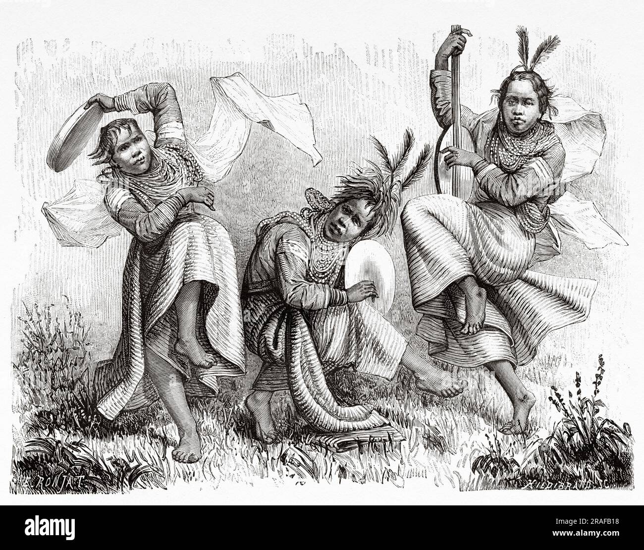 Tagabawa chief's daughters in grand ball costume, Philippines island ...